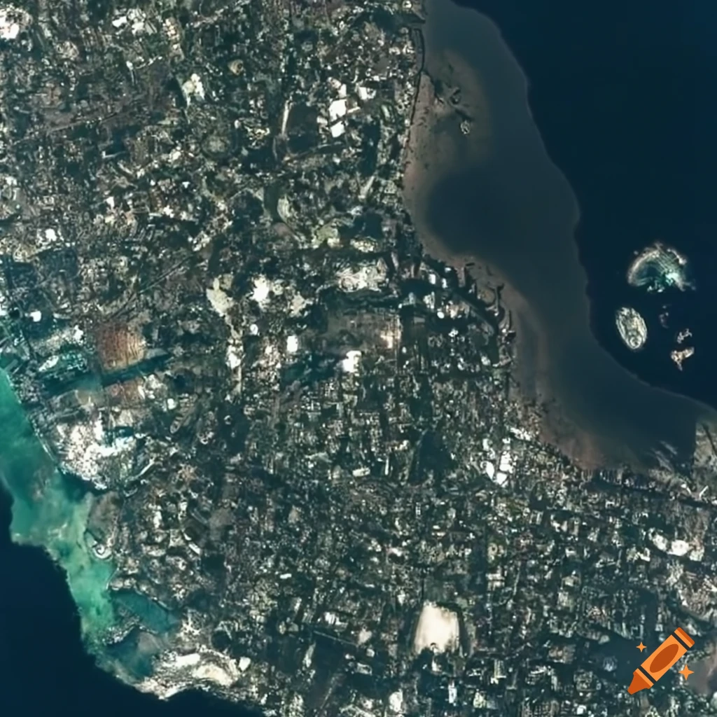 Satellite image of a bustling metropolis