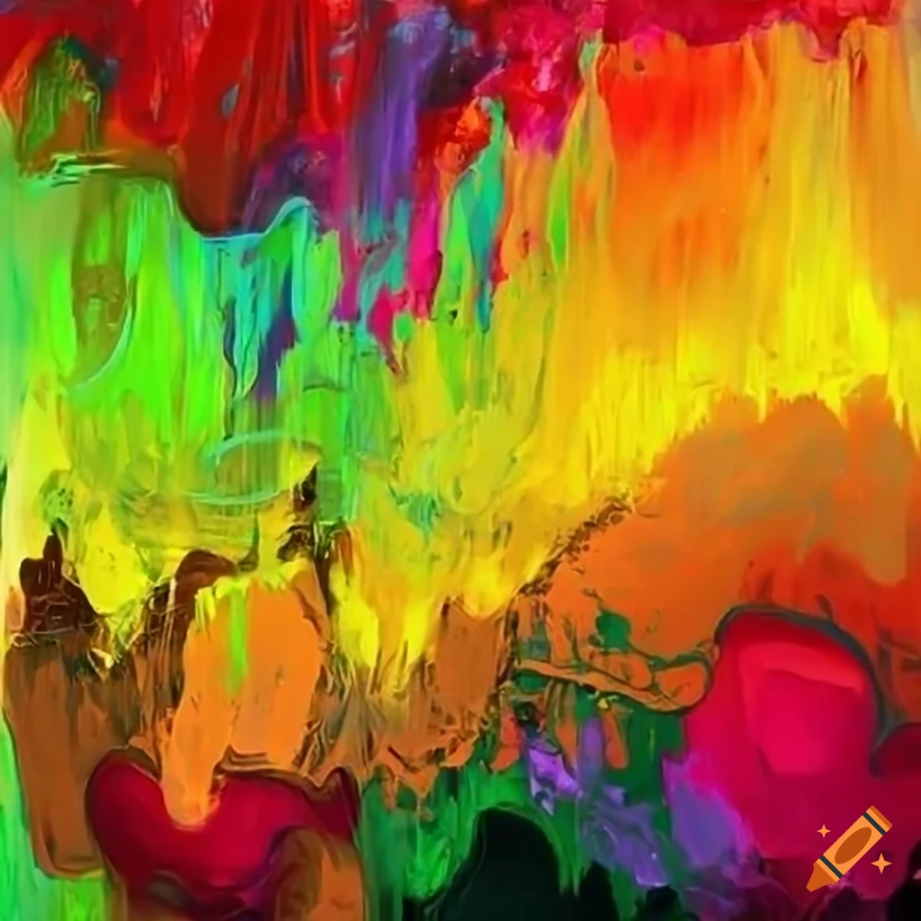 Abstract painting with reggae colors
