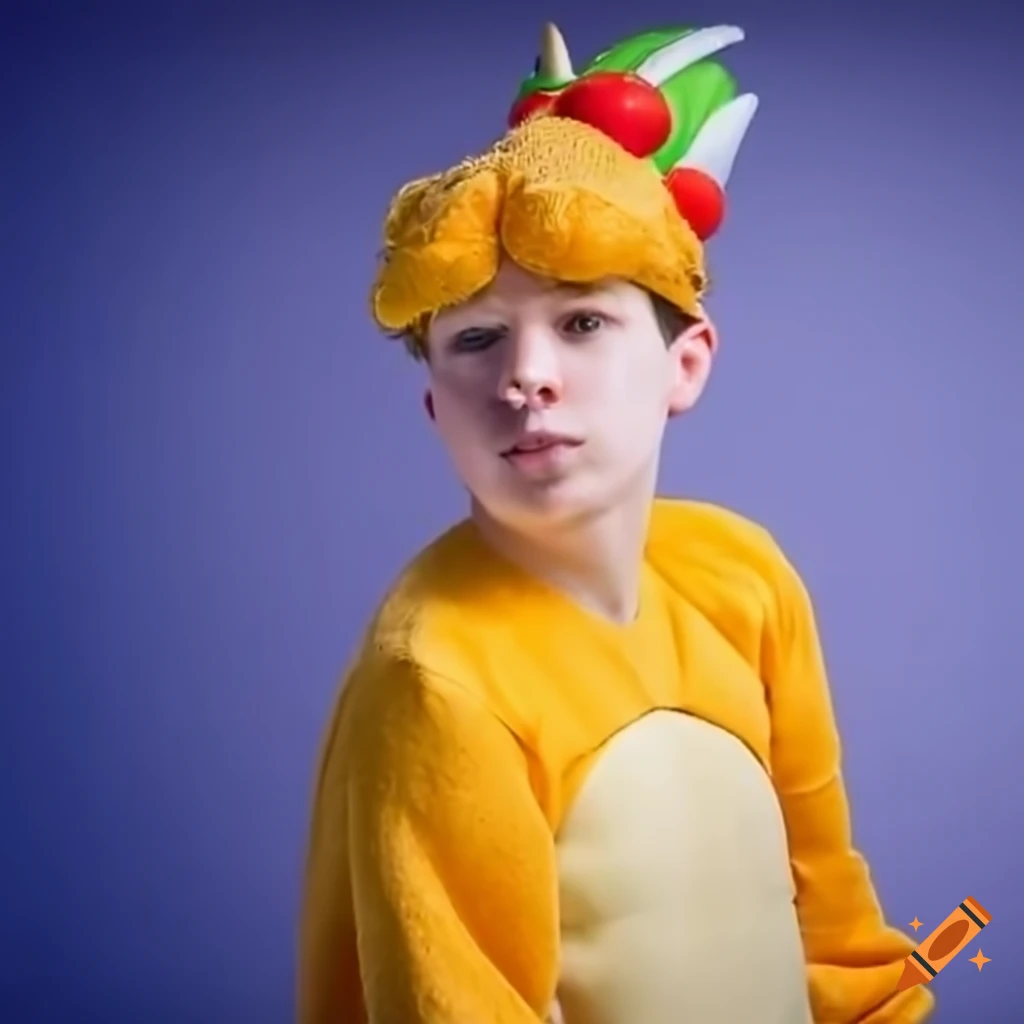 Male teenager in a larry koopa cosplay