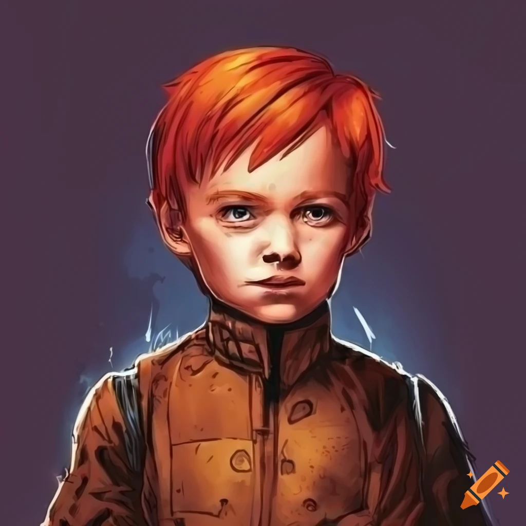 Comic style image of a little boy with red hair