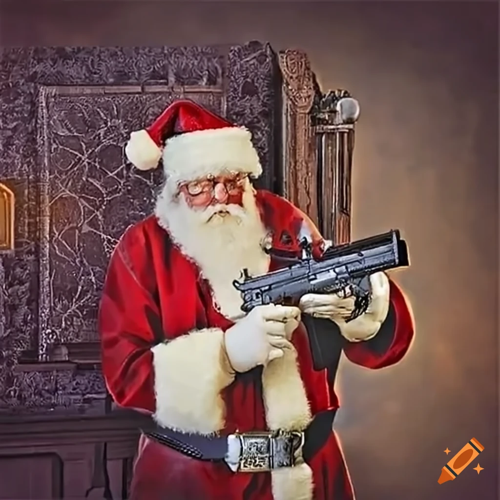 Satirical artwork depicting santa claus robbing jesus on Craiyon