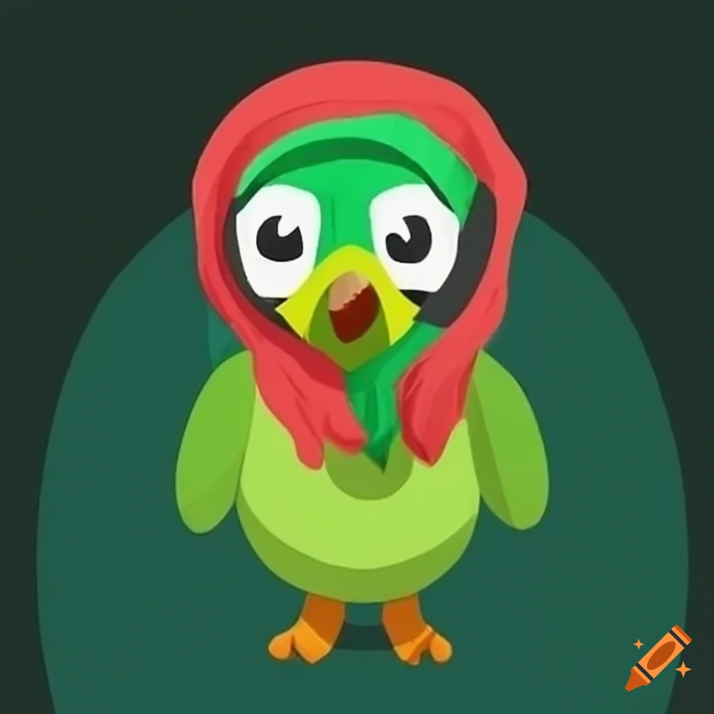 Duolingo bird depicted as jesus christ on Craiyon