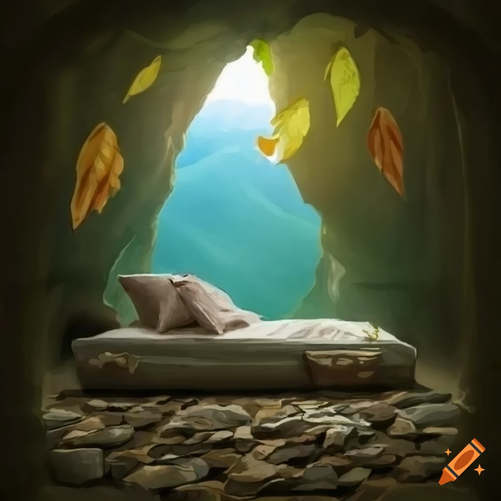 Image of a mountain spirit's bedchamber in a cave on Craiyon