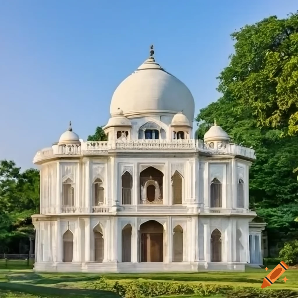 Frontal view of Mughal-style architectural building on Craiyon