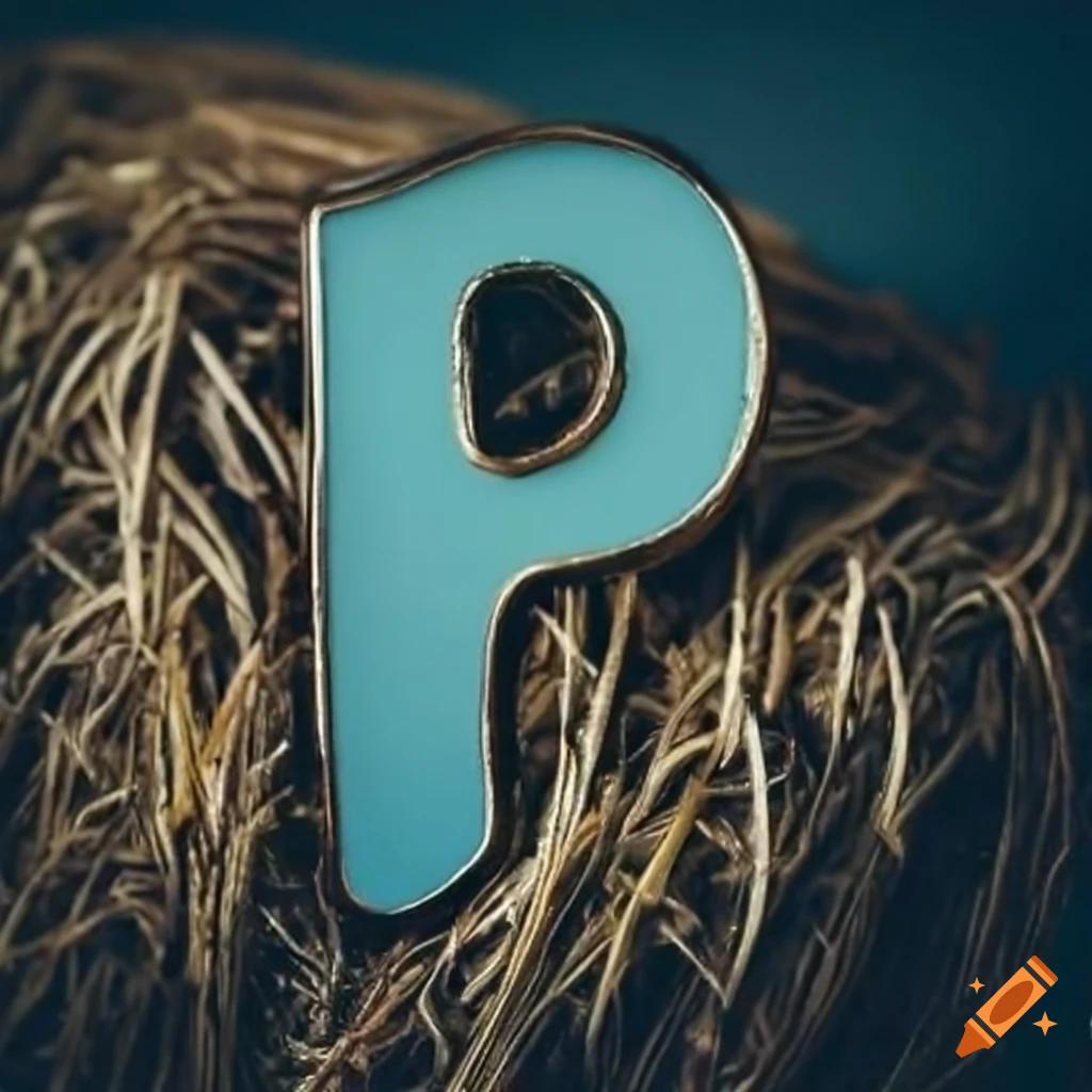 Enamel pin of letter p on hay on Craiyon