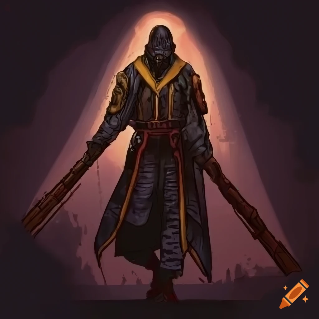 Comic style illustration of a futuristic monk