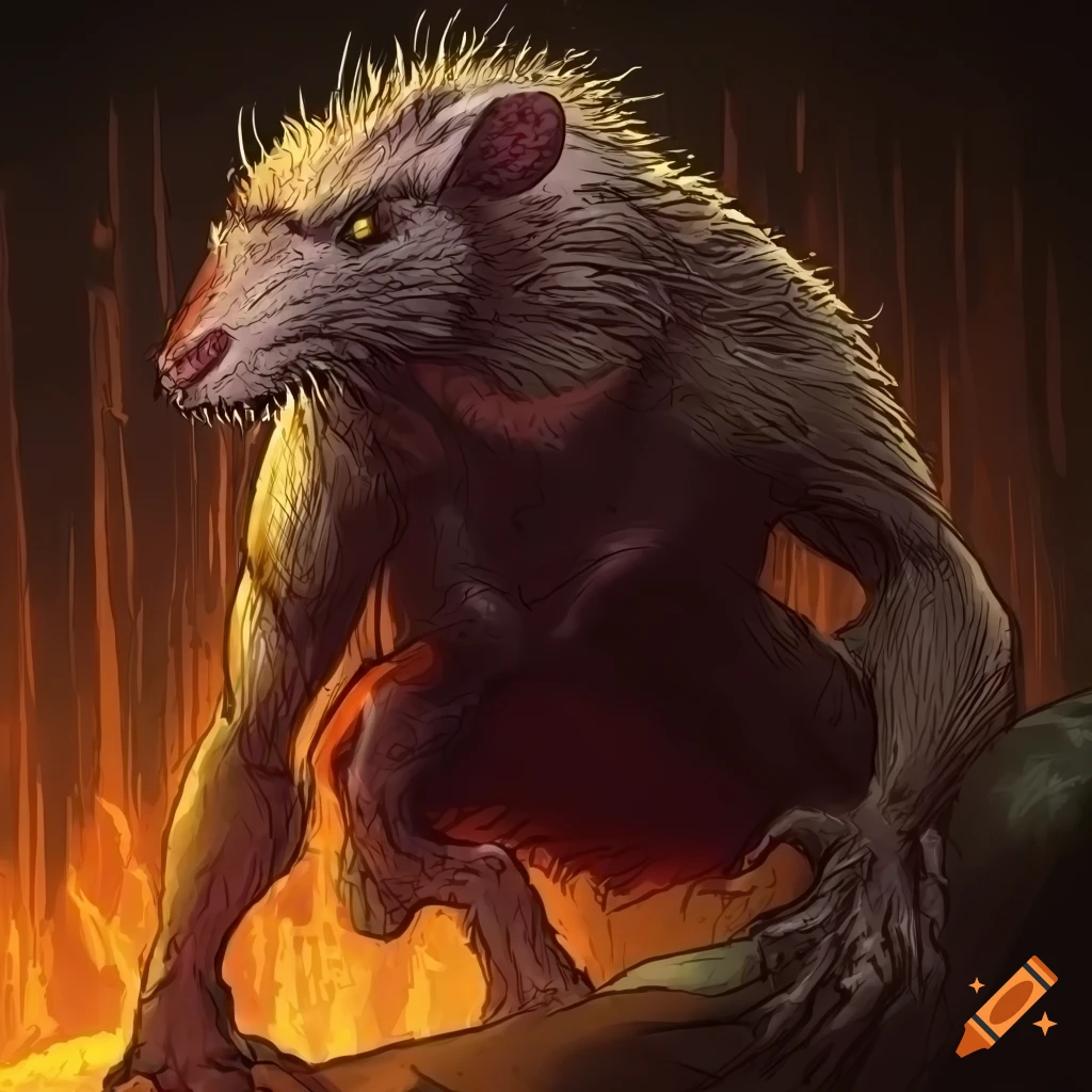 Old comic style scifi artwork of a rat beast on Craiyon