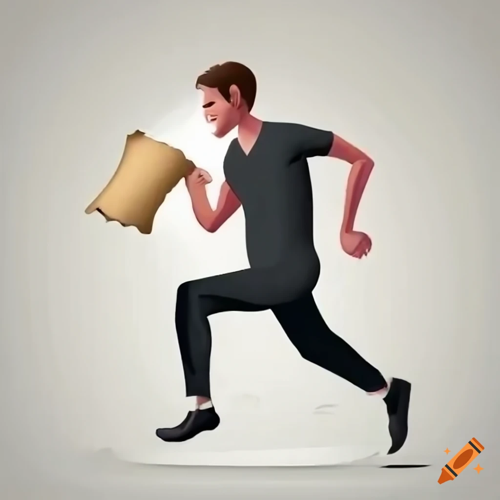 Man running with a paper scroll on Craiyon