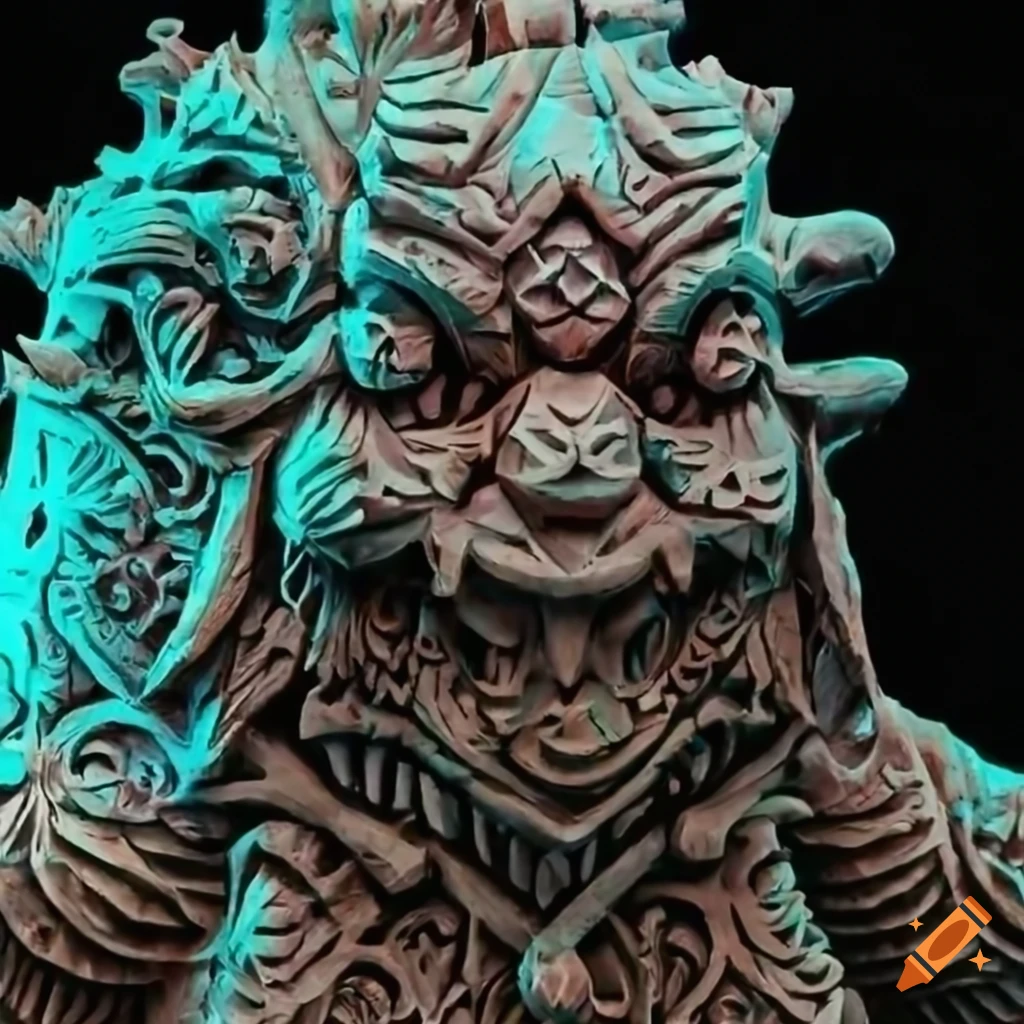 Intricate carving of a zelda game boss on Craiyon