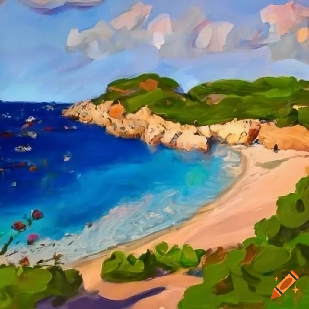 Impressionist painting of menorca beach on Craiyon