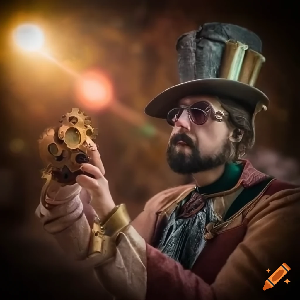 Steampunk marketing professional in a steampunk world on Craiyon