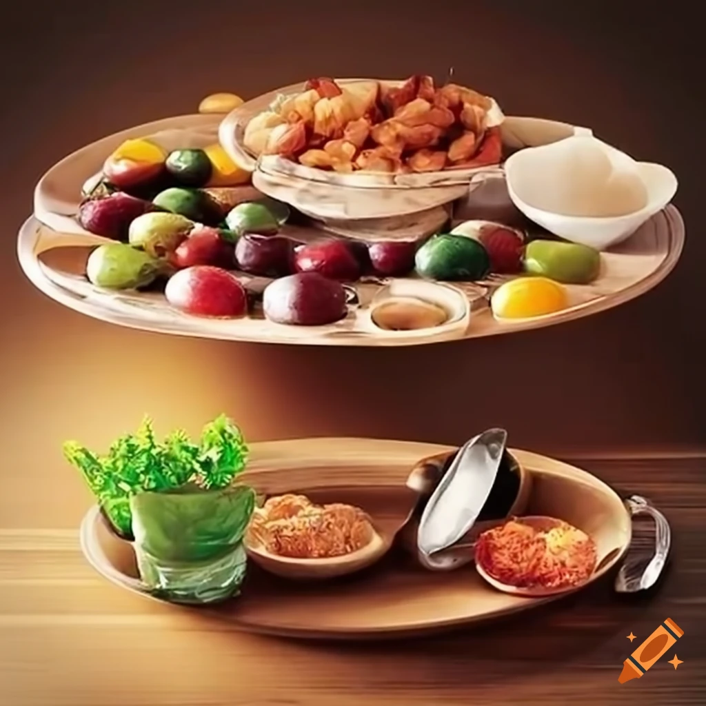 Kitchen table with healthy food on Craiyon