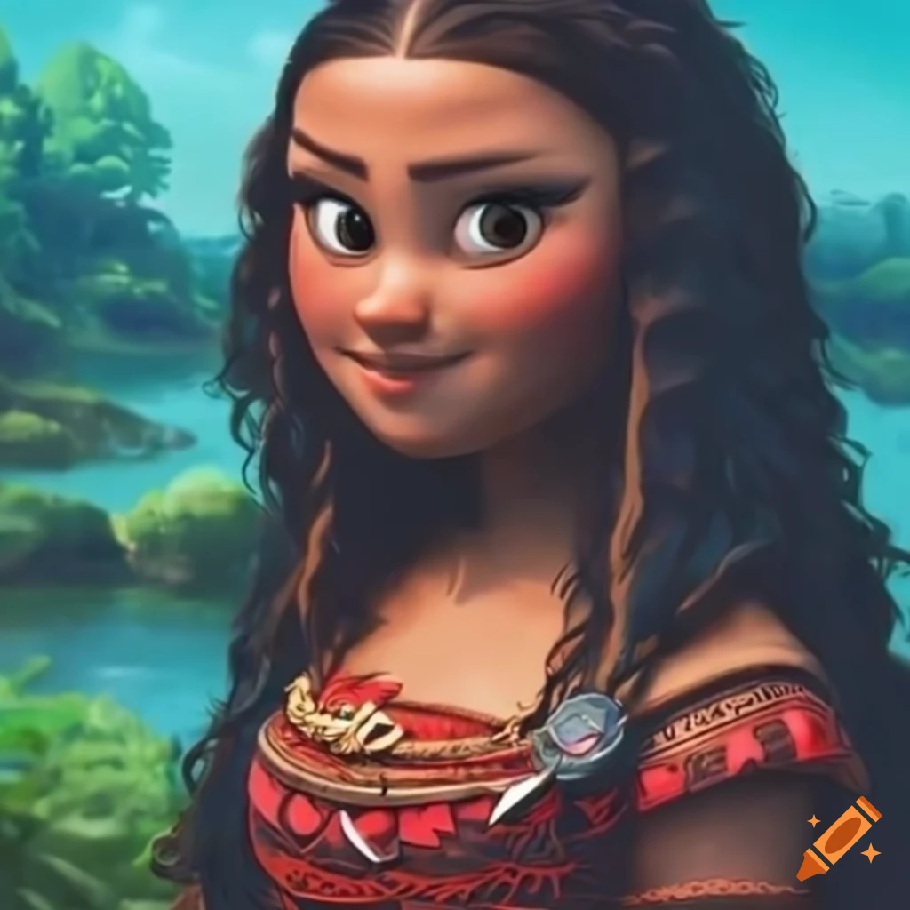 Parody artwork of Mona Lisa with Moana on Craiyon