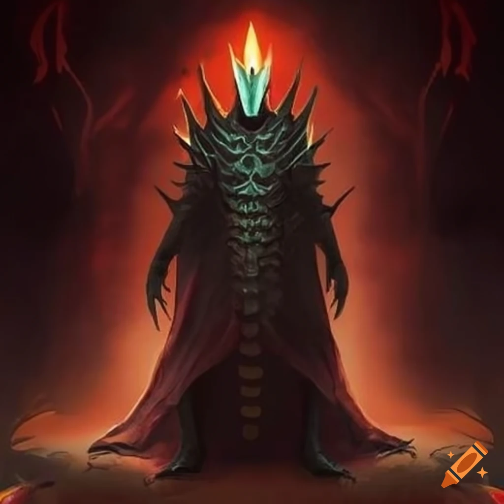 Digital art of an evil god with reptilian features