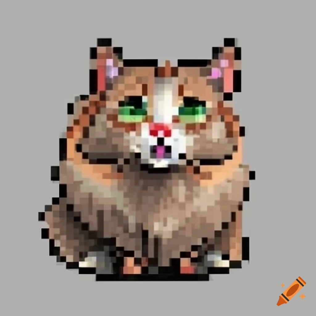 Pixel art of a norwegian forest cat on Craiyon