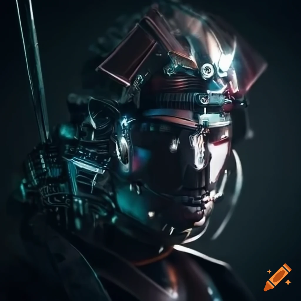 Futuristic cyborg samurai artwork on Craiyon