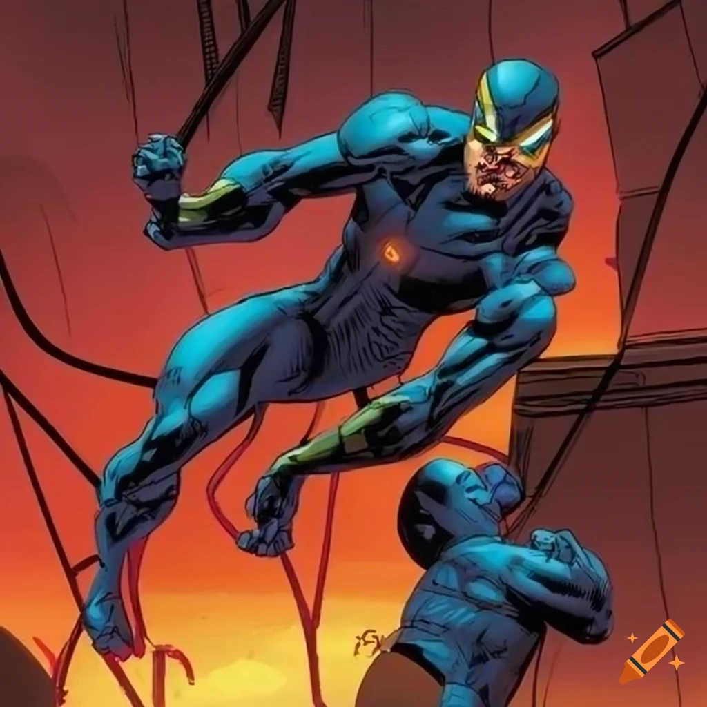 Comic-style depiction of a scifi marvel hero on Craiyon