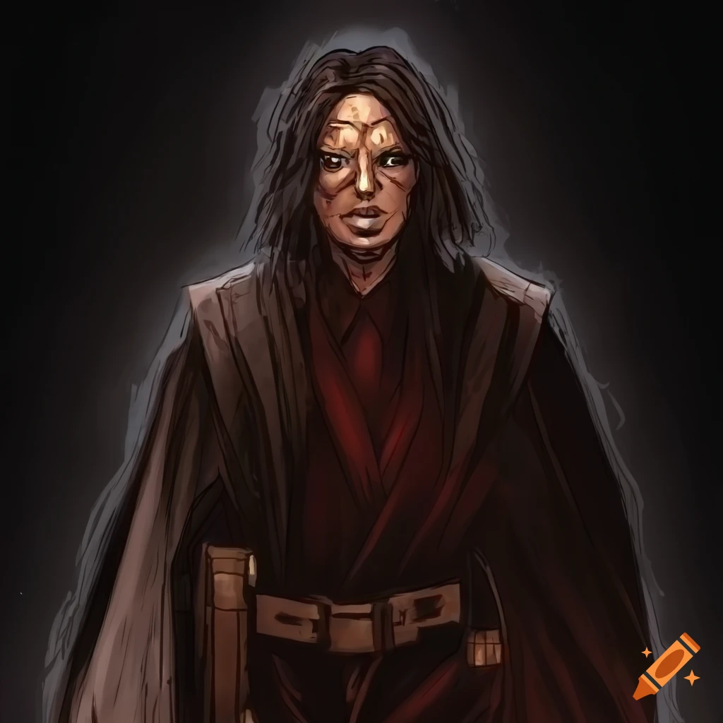 Cosplay of a female jedi with green lightsaber on Craiyon