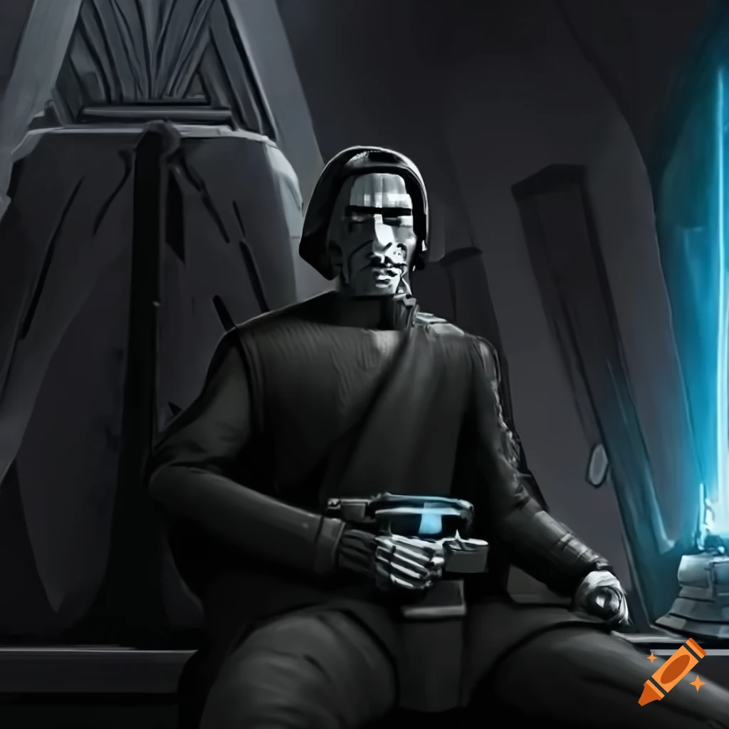 Black and white image of juan solo with a blaster on Craiyon