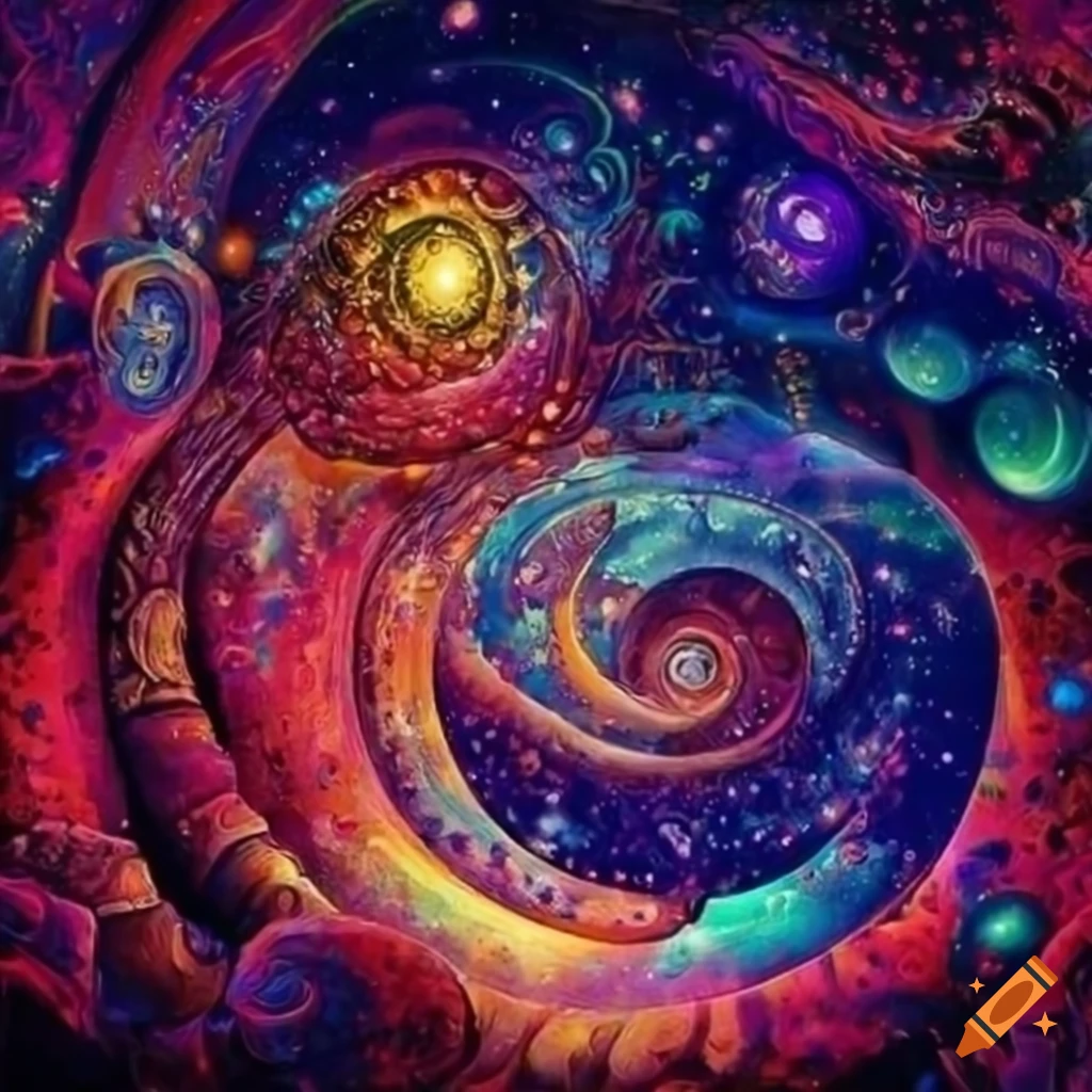 Arte impresionista con elementos psicodélicos en universo místico on ...