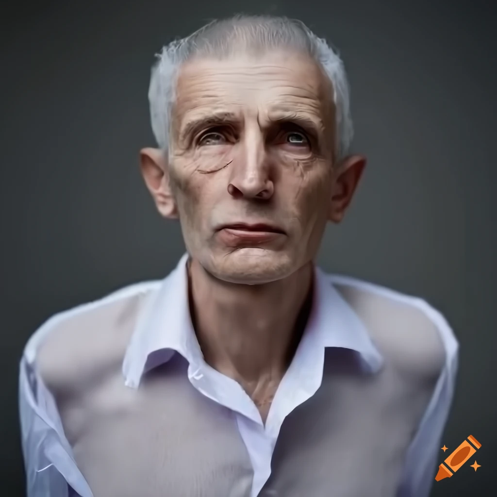 Portrait of a quirky and handsome older man on Craiyon