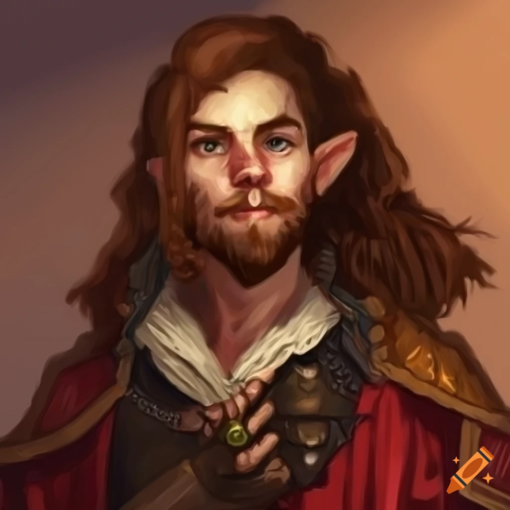 Portrait of a young male gnome character with leather armor on Craiyon