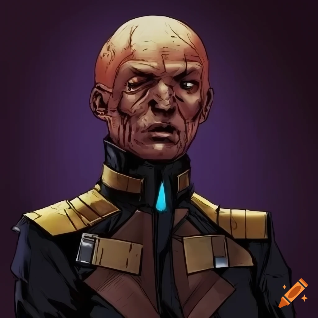 Comic style depiction of a scifi high commander on Craiyon