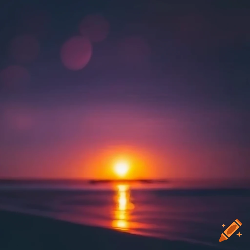 Neon sunset lights on beach and ocean on Craiyon