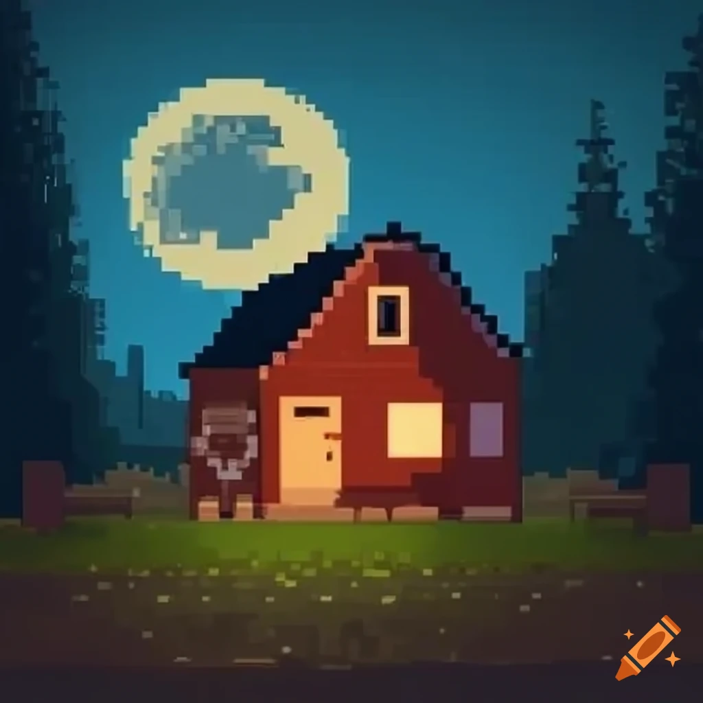 Pixel art of a rural farm landscape on Craiyon