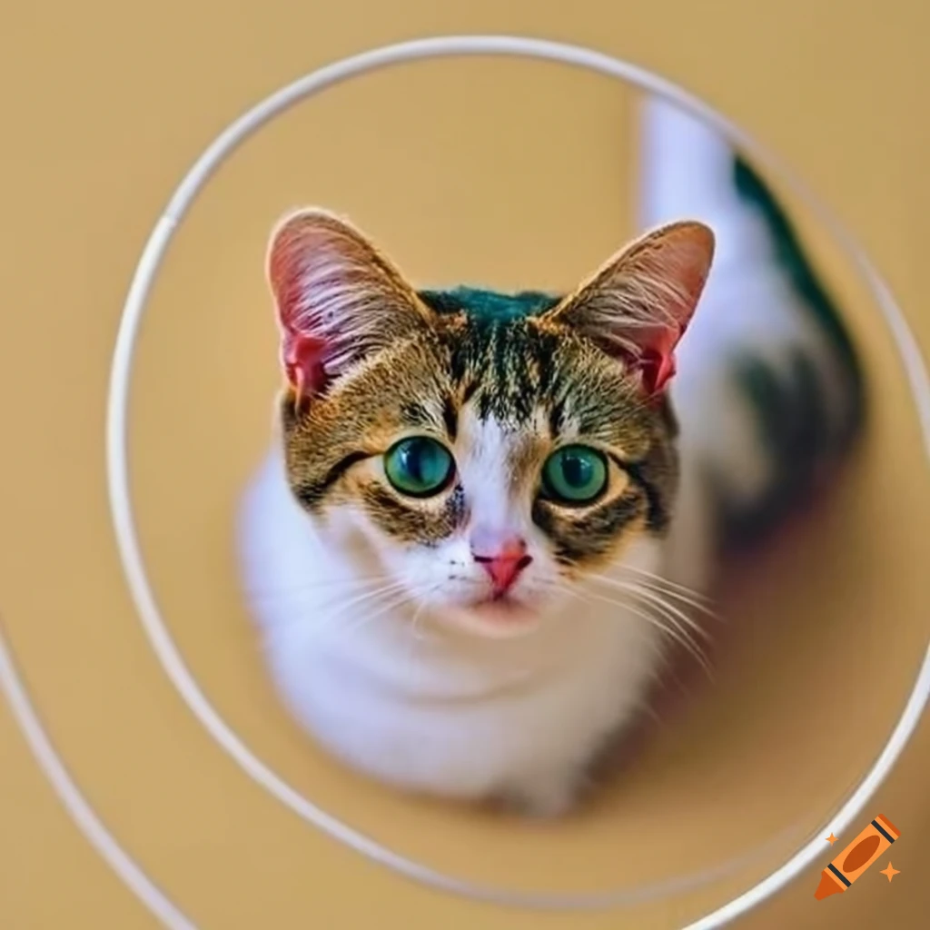 Playful kitten sparring with a human friend in a colorful scarf on Craiyon