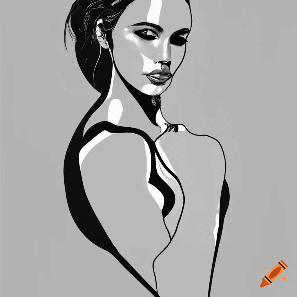 Line art of a dynamic fitness woman on Craiyon