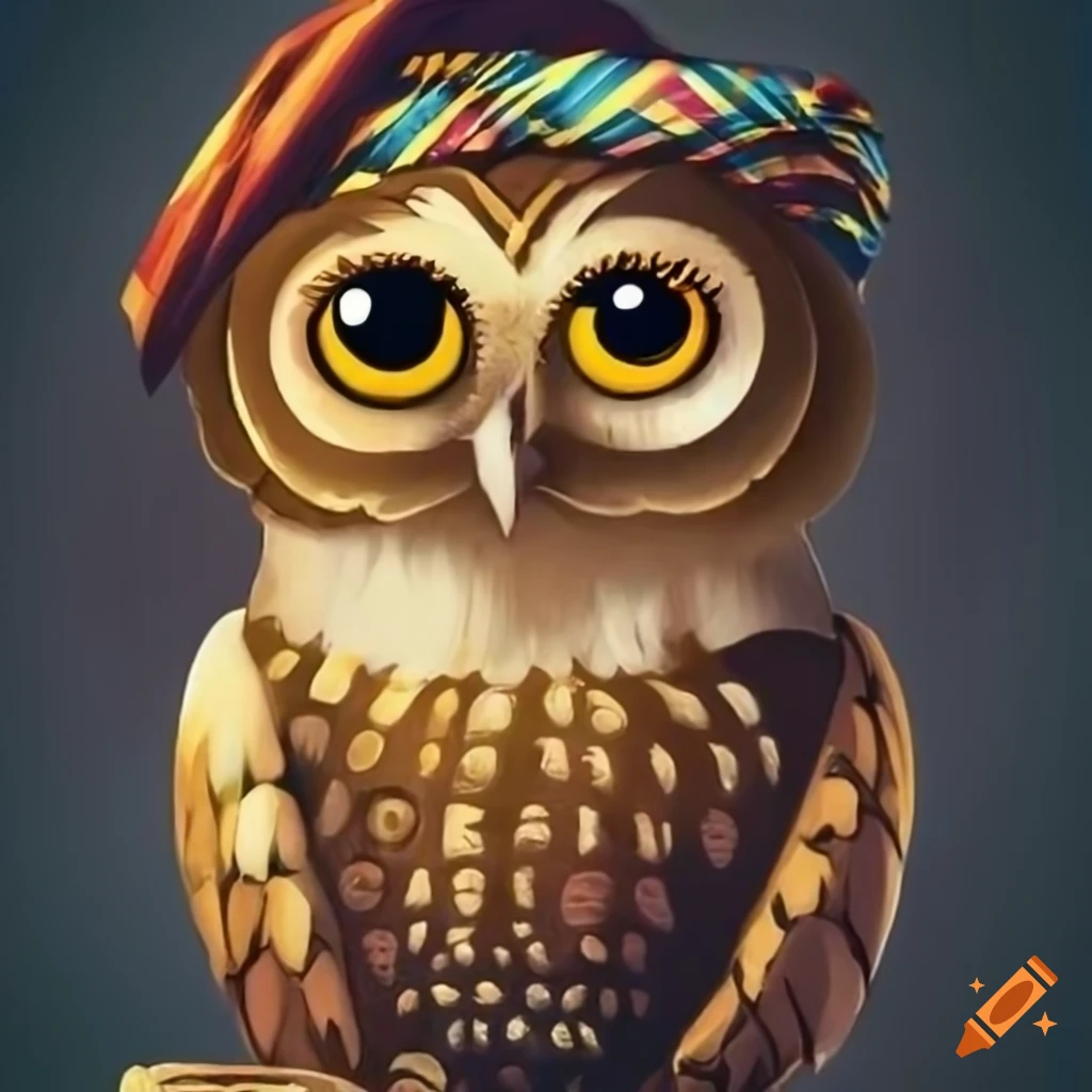 Artistic representation of a crowned owl on Craiyon