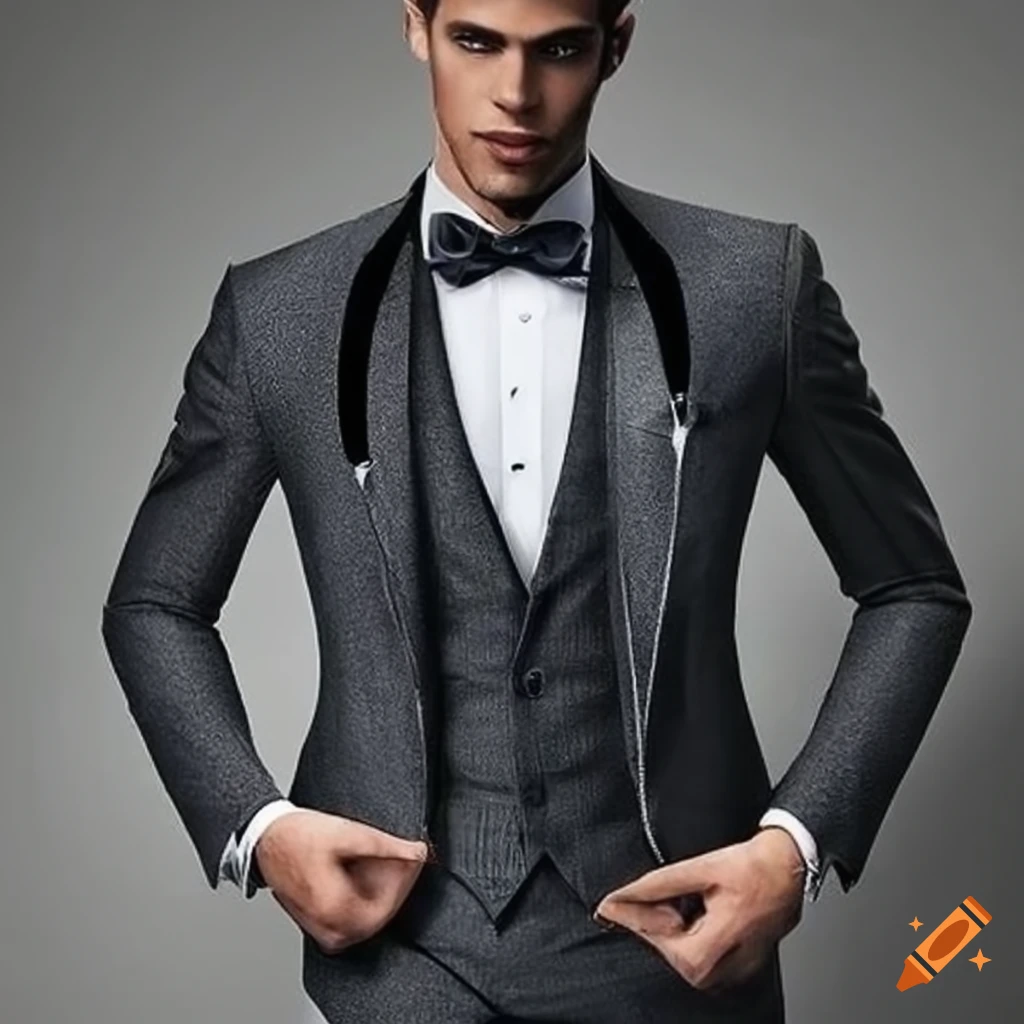 Men's slim fit tuxedo on Craiyon