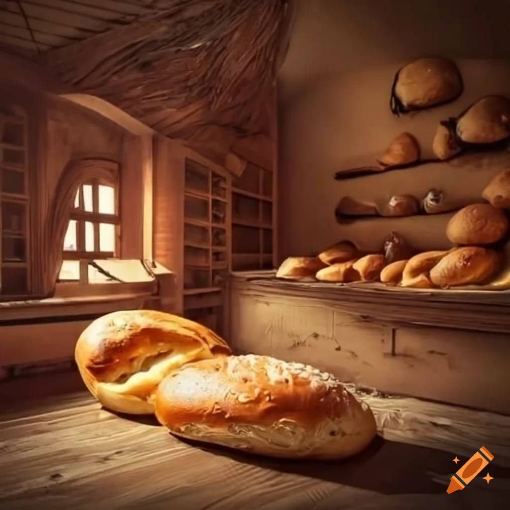 A rustic bread farmer harvesting ripe loaves on Craiyon