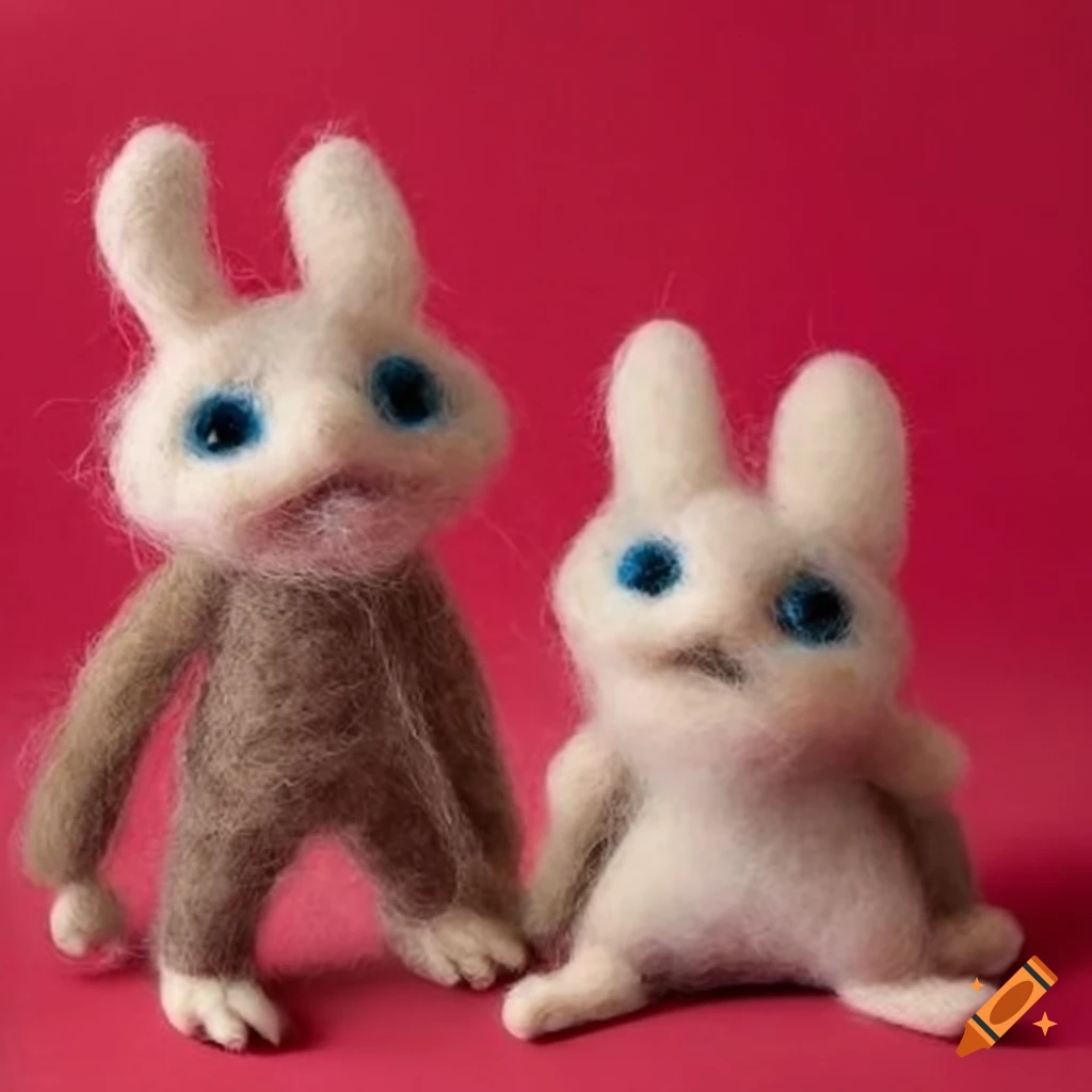 Stylish felted wool creatures in designer clothing on Craiyon