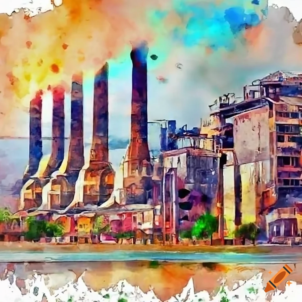 Illustration of industrialization in latin america on Craiyon