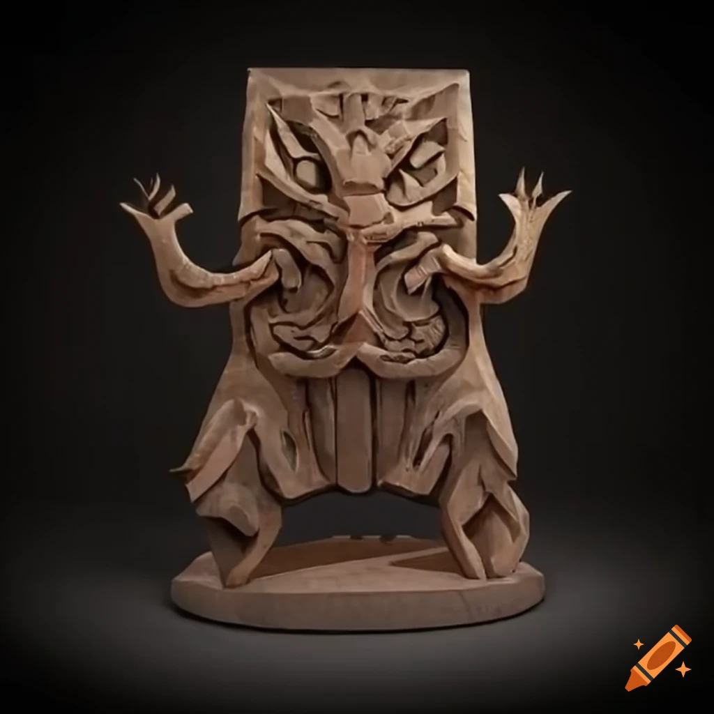 Intricate carving of a zelda game boss on Craiyon