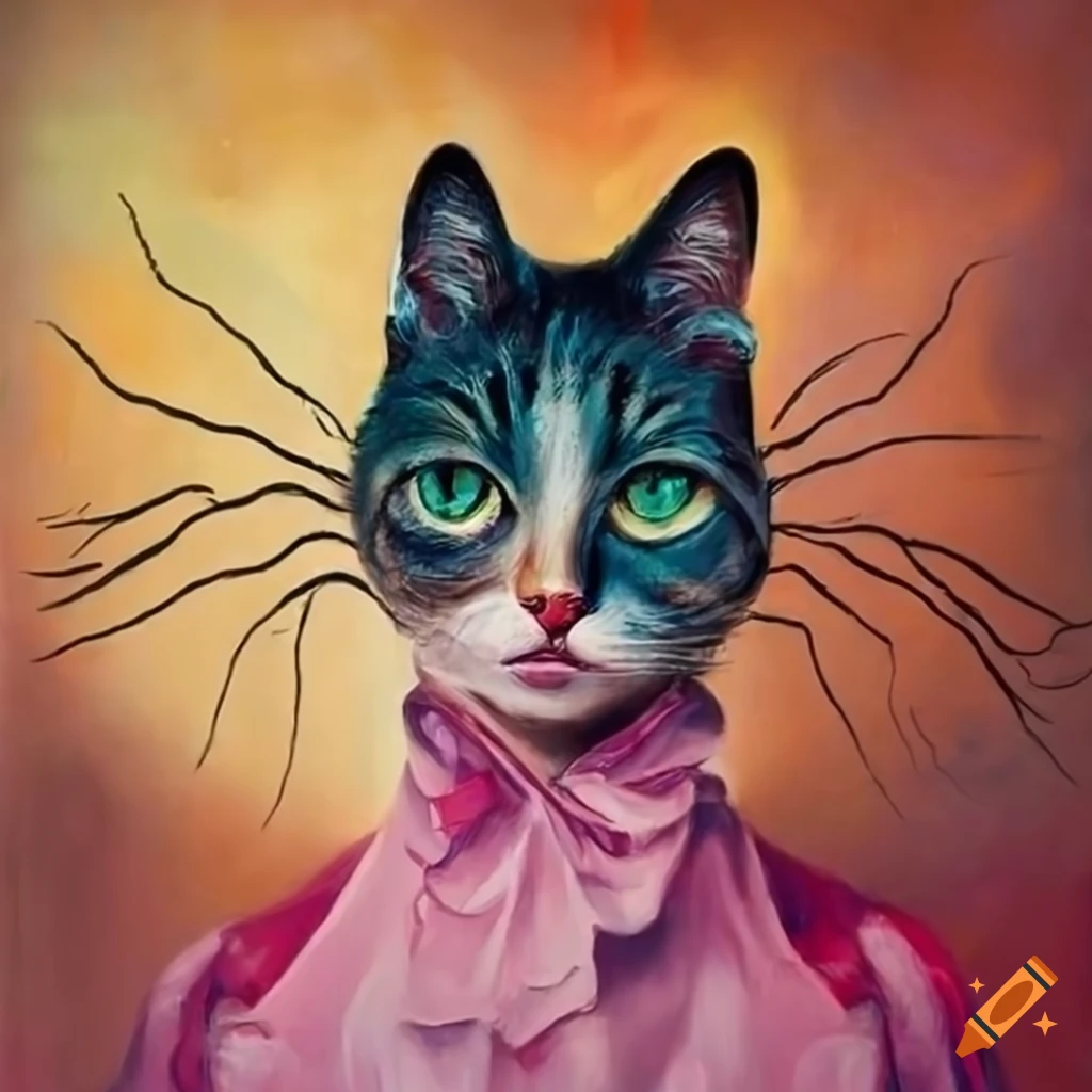 Surreal painting of a fashionable cat