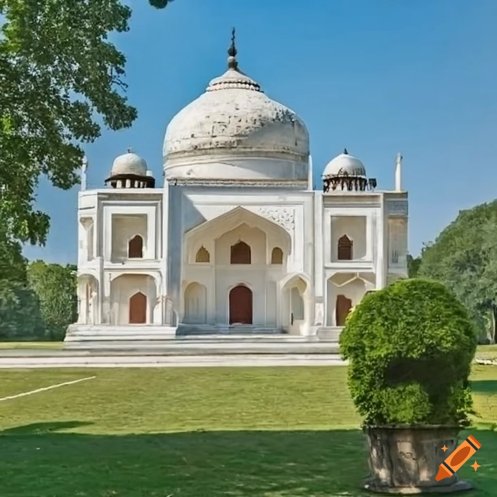 Frontal view of mughal mahal white house whitemarsh lynnewood on Craiyon