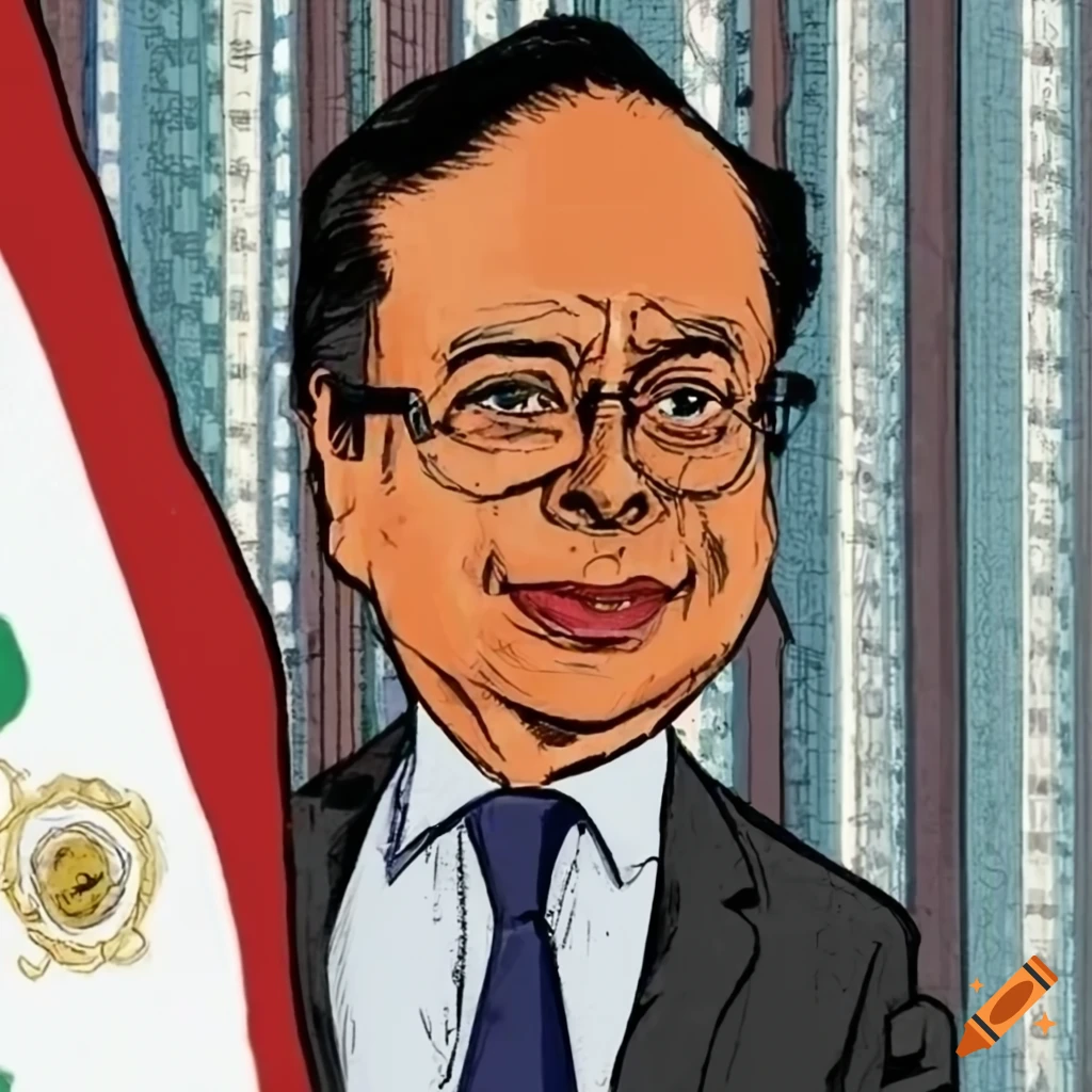 Cel-shaded illustration of gustavo petro