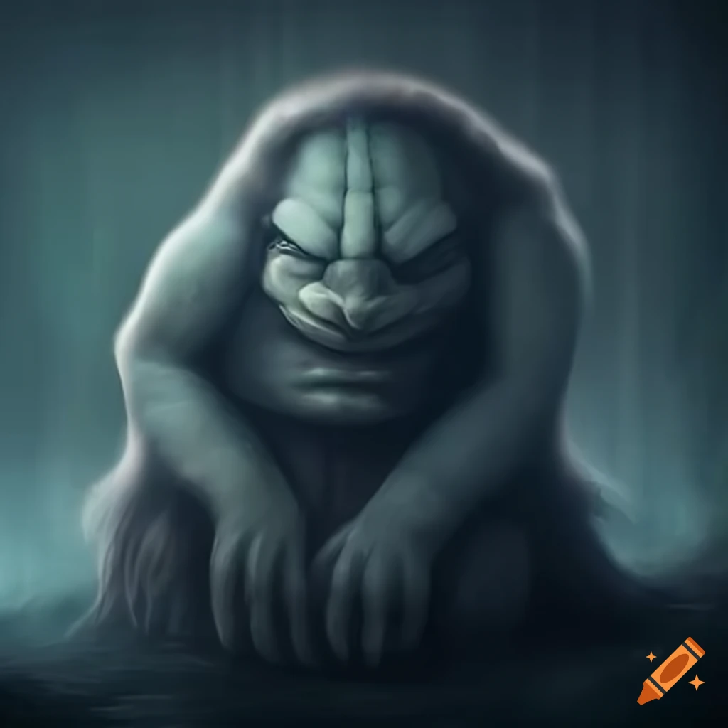 Artwork of a sleeping troll in fog on Craiyon