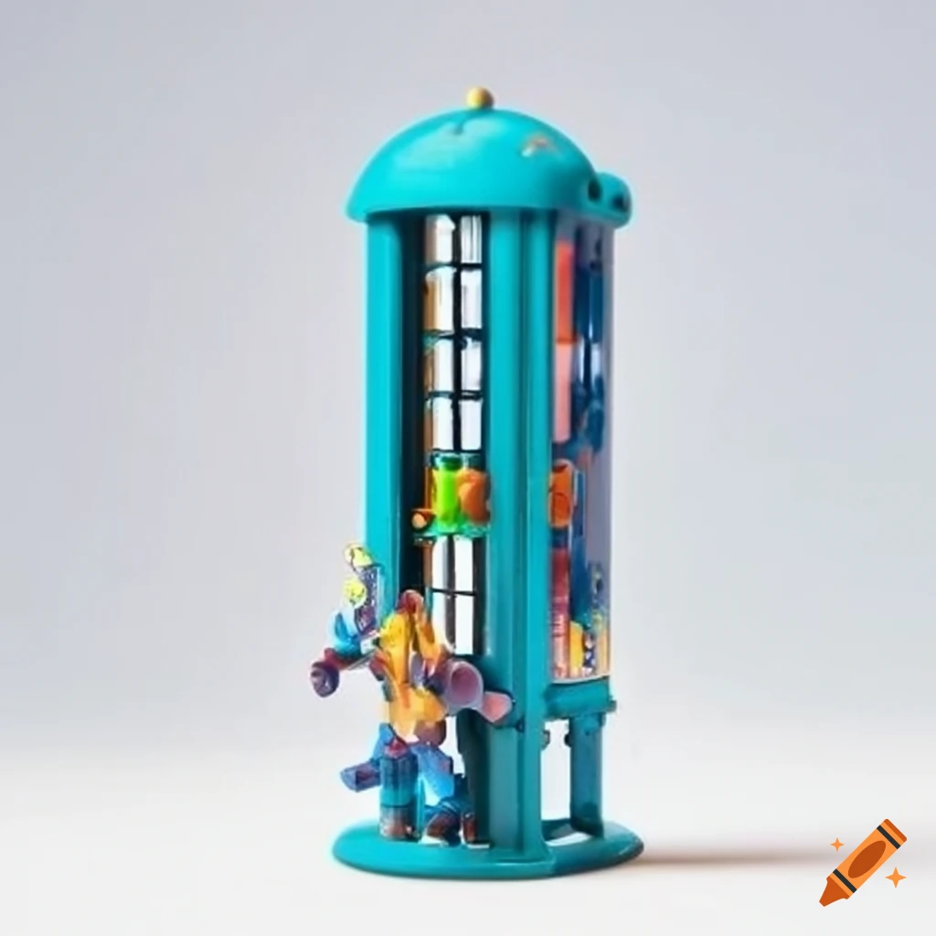 Colourful mechatronics fantasy miniature elevator toy on Craiyon