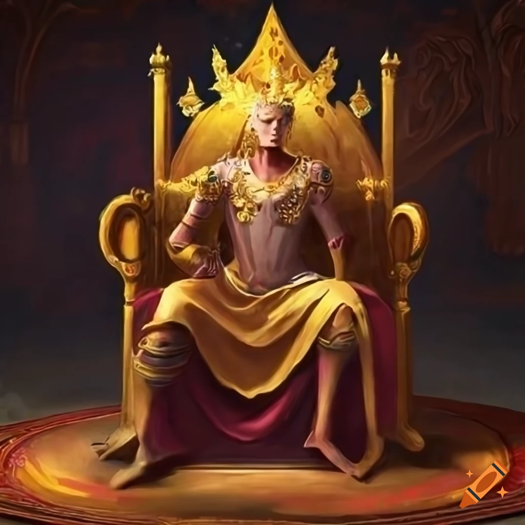Image of a king sitting on a water throne on Craiyon