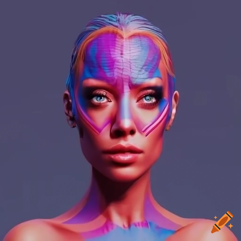 Chromatic 3d portrait of a woman