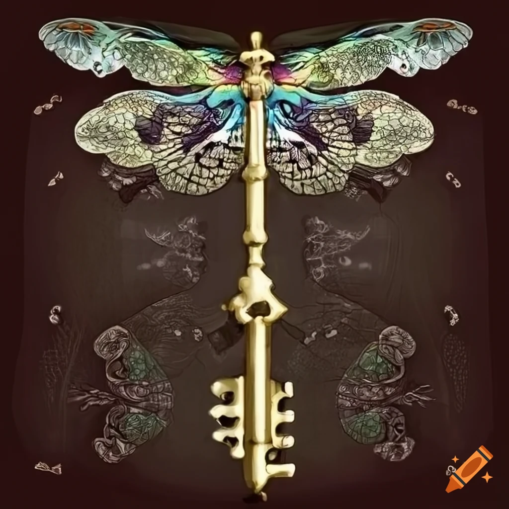 Illustration of a key with dragonfly wings