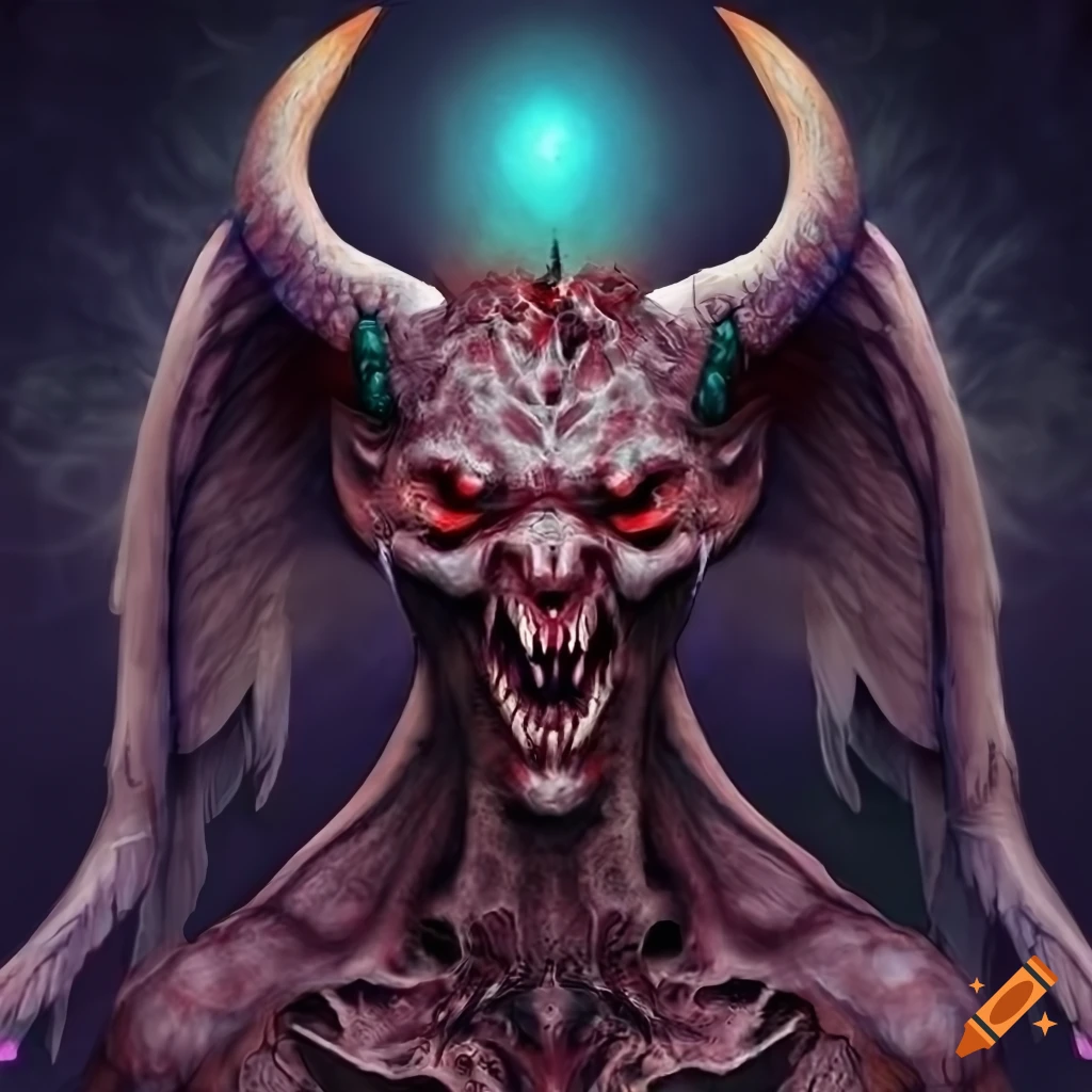 Spooky halloween devil in tarot card frame on Craiyon