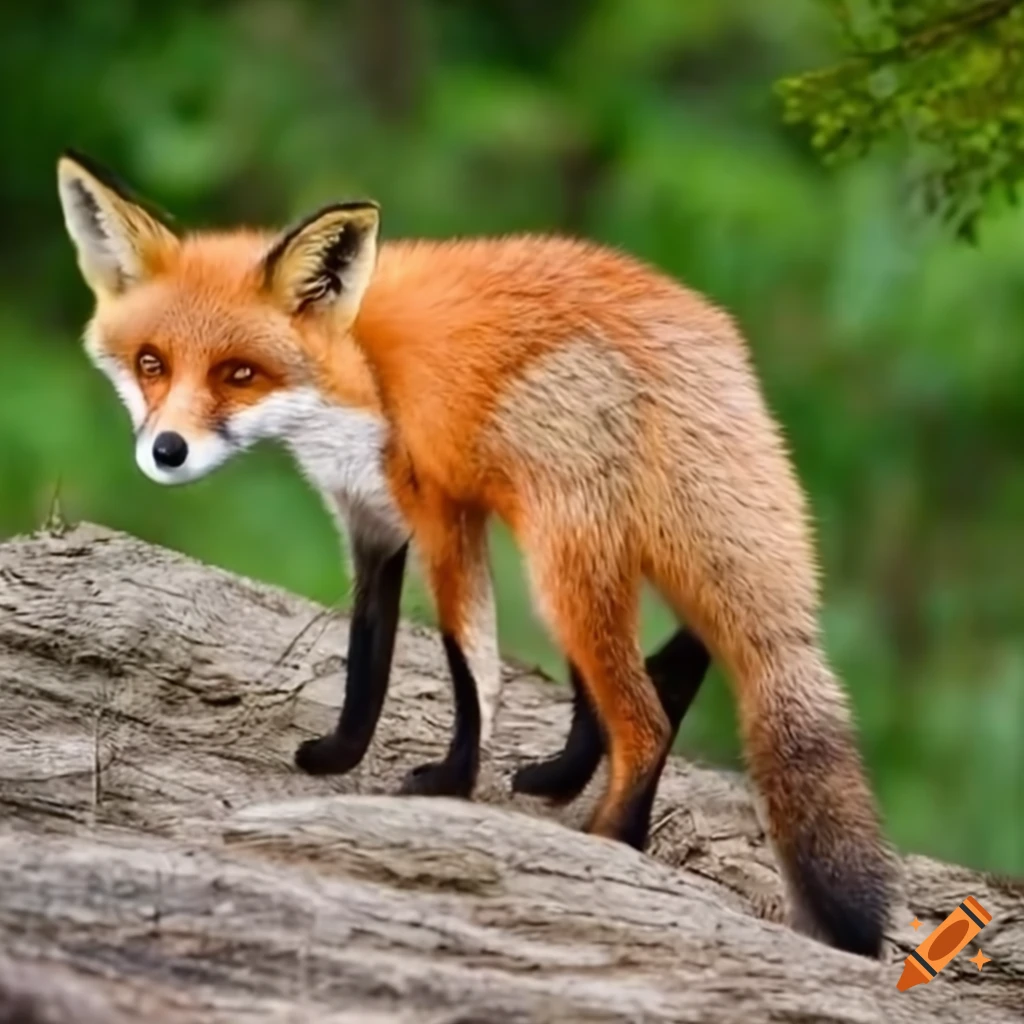 Close-up of a fox with raised tail on Craiyon
