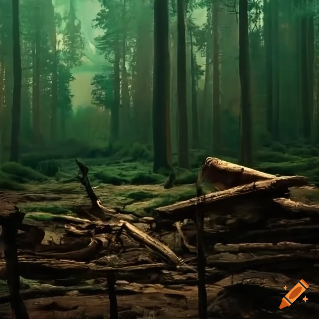 Image showing the destruction of a forest by human activities on Craiyon