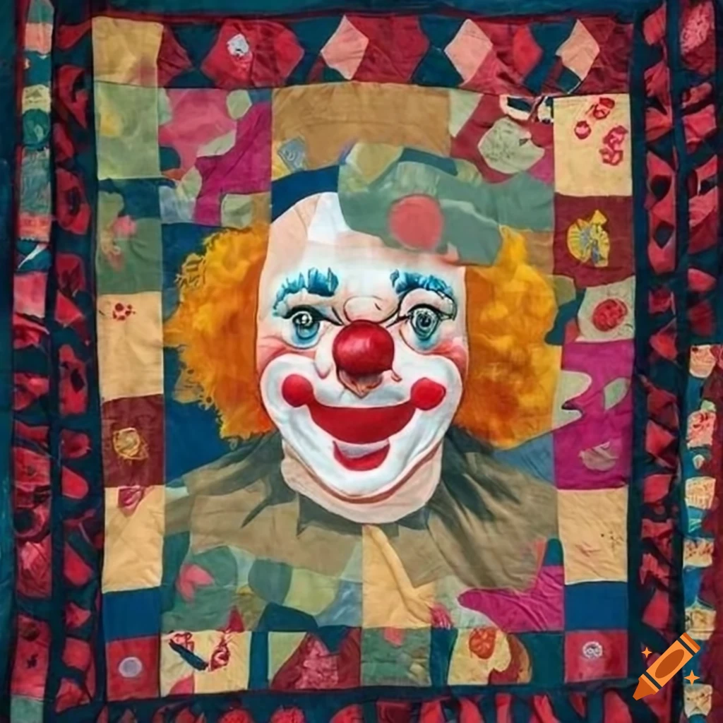 Vintage quilt with a clown design
