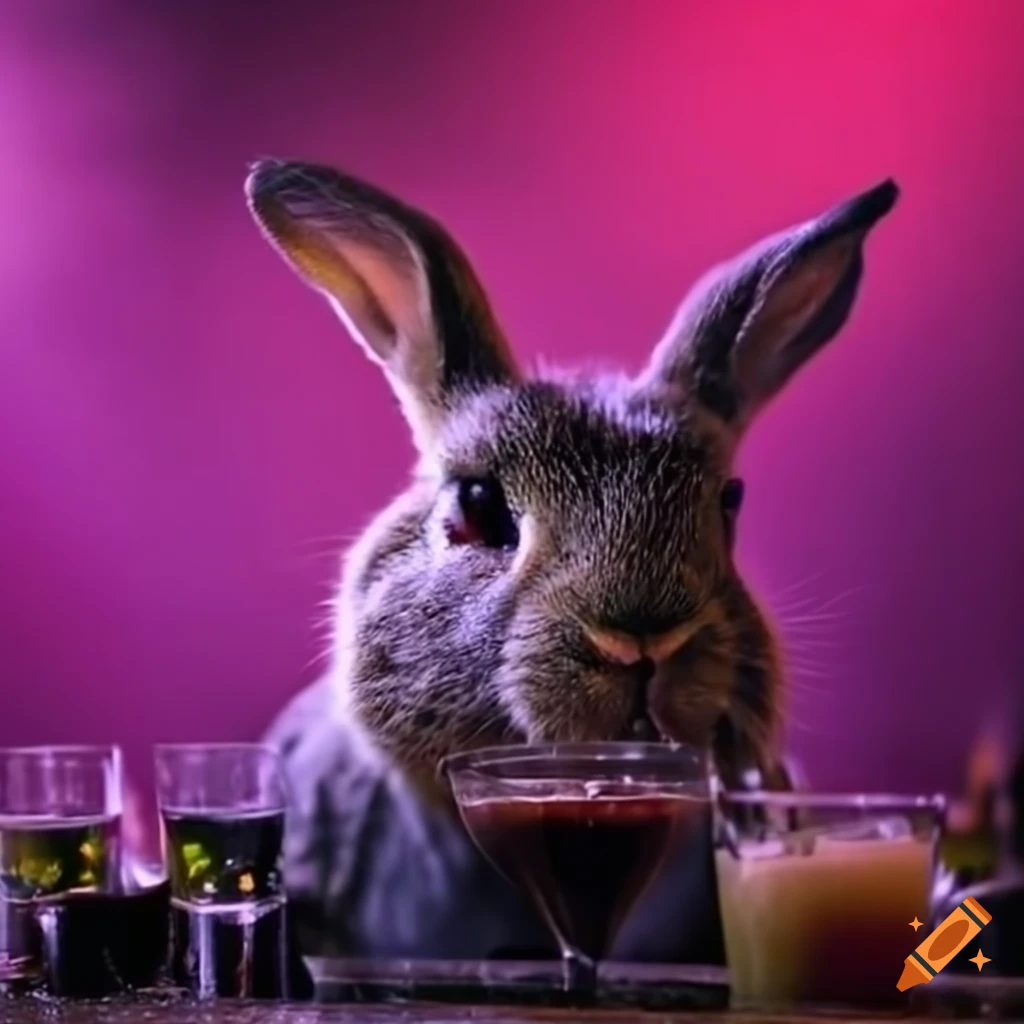 Rabbit enjoying a beer on Craiyon